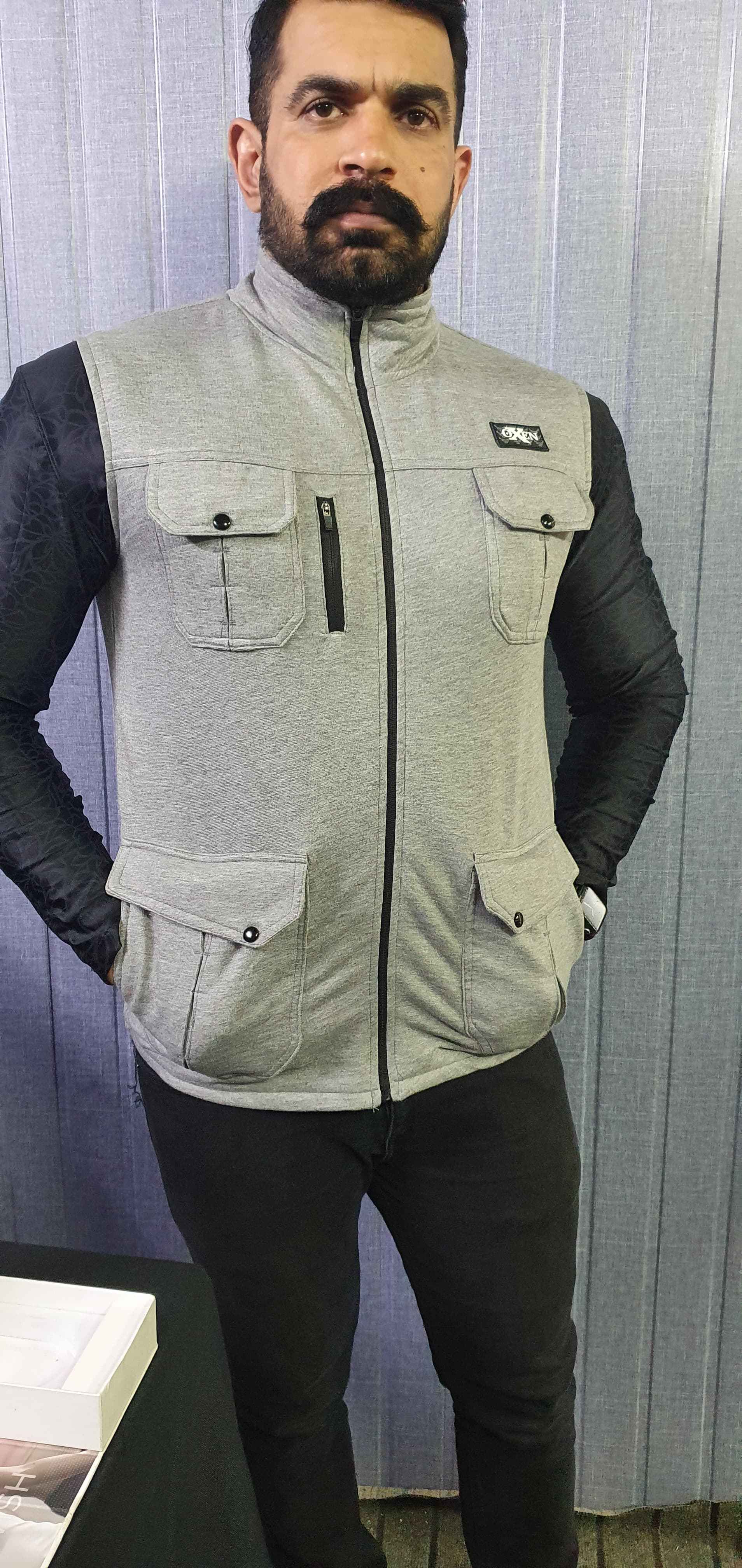 Premium Cotton Fleece Four Pocket sleeveless Jacket Haider Grey 13 ...